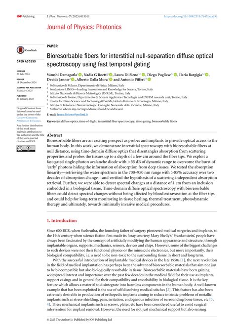 Pdf Bioresorbable Fibers For Interstitial Null Separation Diffuse Optical Spectroscopy Using