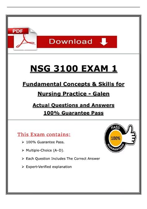Exam 1 Nsg3100 Nsg 3100 Latest 2025 2026 Fundamental Concepts And Skills For Nursing
