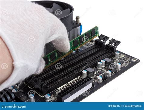 Electronic Collection Installing Memory Module In DIMM Slot On Stock Image Image Of Memory