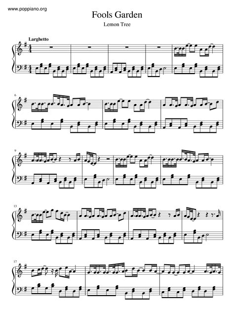 ★ 蘇慧倫 Fools Garden Lemon Tree 琴譜pdf 香港流行鋼琴協會琴譜下載 ★