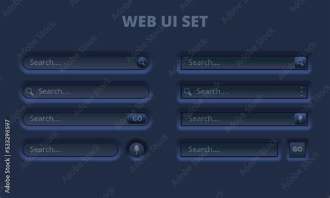 Set Of Search Bar For UI Design Search Address And The Navigation Bar On The Blue Background