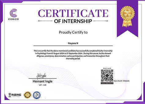 Internship Psychology Learningjourney Corizo Professionalgrowth Nayana N