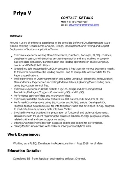 Priya V Plsql Dev Conneqt Pdf Plsql Databases