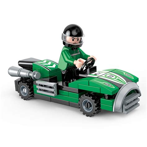 Cogo Toy Stacking Block Set Pull Back Car Building Model Plastic Bricks Toys Race Car Build