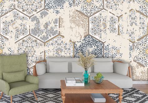 Vintage Hexagons Pattern Wallpaper Mural Magic Decor