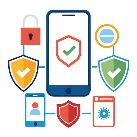 Smartphone With Security Shields Locks And Check Marks Premium Ai Generated Vector