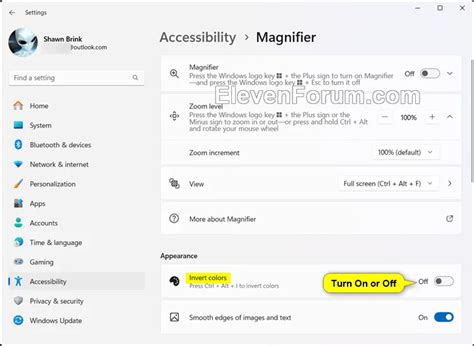 Turn On Or Off Invert Colors While Magnifier Is On In Windows Windows Forum