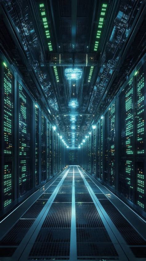 A Futuristic Data Center Filled With Glowing Servers And Advanced Technology In A Dark Setting