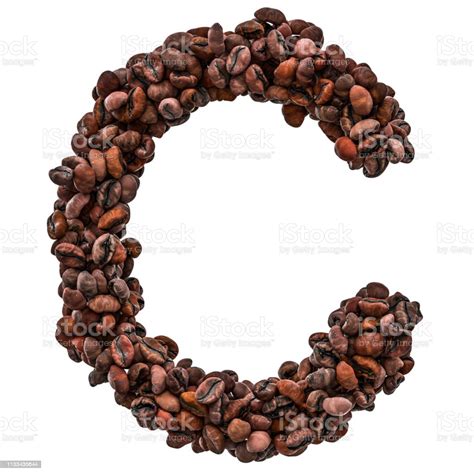 볶은 커피 콩 흰색 배경에 고립 된 3d 렌더링에서 알파벳 문자 C 0명에 대한 스톡 사진 및 기타 이미지 0명 3차원