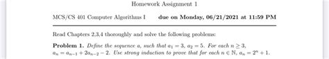 Solved Homework Assignment 1 Mcscs 401 Computer Algorithms