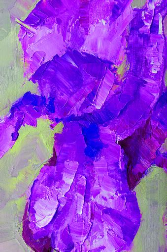 유행 봄 일러스트 비유 현대 미술 작품 유화 캔버스 봄 꽃 인상주의 여전히 생활 은 회색 저녁 배경에 밝은 보라색 홍채 꽃 개화기에 대한 스톡 벡터 아트 및 기타 이미지