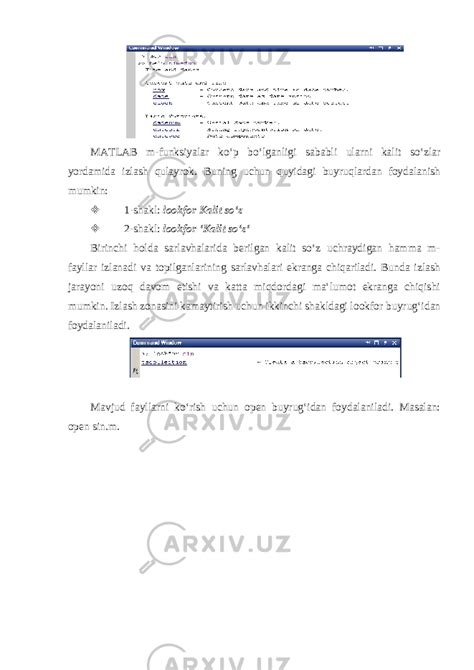 Matlab Dasturiy Paketi Matlab Dasturiy Paketida Arifmetik Ifodalarni Kiritish Информатика и