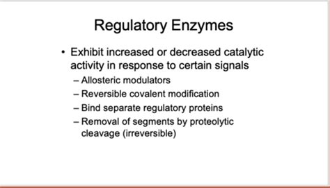 Biochem Lecture 16 Regulation Flashcards Quizlet