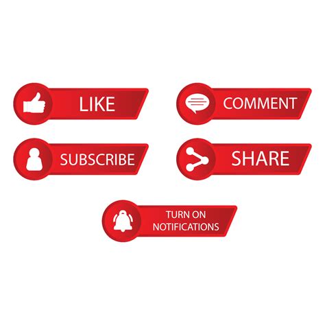 Social Media Red Gradient Button Collection Vector Design Red Color Subscriber Button