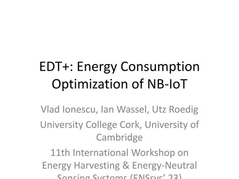 Edt Energy Consumption Optimization Of Nb Iot Pptx