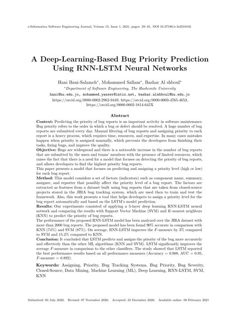 pdf a deep learning based bug priority prediction using rnn lstm neural