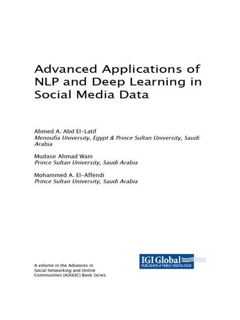 Advanced Applications Of Nlp And Deep Learning In Social Media Data Pdf Machine Learning