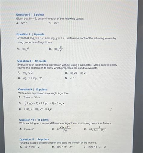 Solved Question 6 16 Points Given That 5x2 Determine Each