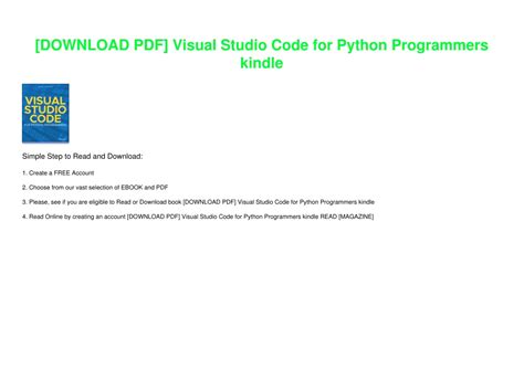 Ppt Download Pdf Visual Studio Code For Python Programmers Kindle