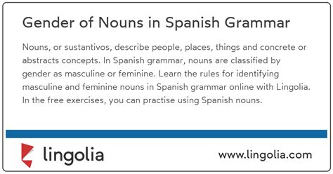 Gender Of Nouns In Spanish Grammar