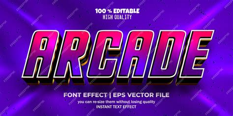 Premium Vector Arcade Text Effect Editable Font