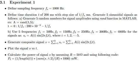 Solved Experiment Define Sampling Frequency Fs Chegg