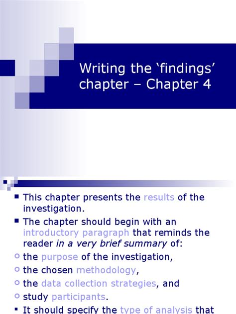 Writing The Findings Chapter Chapter 4 Qualitative Research Data