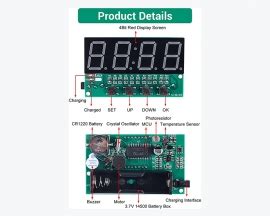 DIY Kit Bit Digital Electronic Clock With Red LED Date Time Temperature Alarm Clock