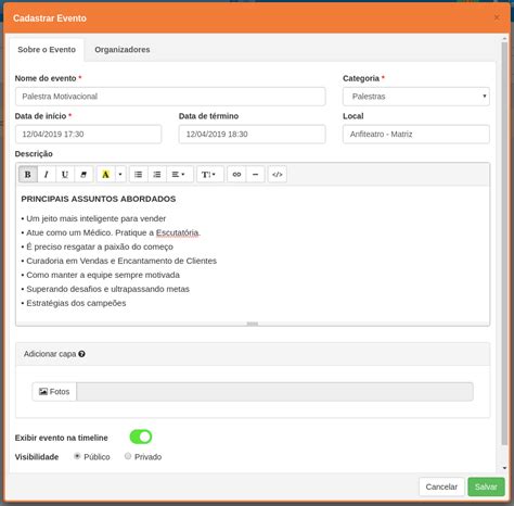 Como Criar Um Evento Na Intranet Ajuda Vivaintra