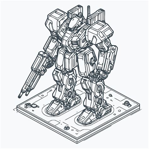 Line Art Isometric Illustration Of Robot Premium Ai Generated Vector