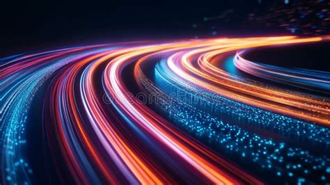 Abstract Light Trails Creating Organic Waves And Shapes In Motion Stock Illustration