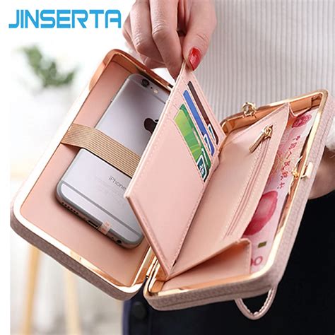 JINSERTA Luxury Women Wallet Phone Bag Leather Case For IPhone 7 7 Plus Universal Phone Pouch 4