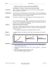 Understanding Acceleration Motion Graph Analysis Course Hero
