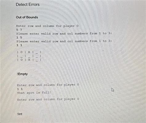 solved 1 print out the game start and example 2 print out