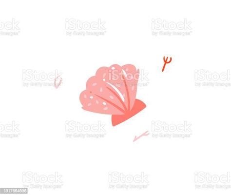 손으로 그린 벡터 스톡 추상적 평면 만화 그래픽 일러스트와 열대 여름 바다 수중 재미 조개 흰색 배경에 고립 가리비에 대한 스톡 벡터 아트 및 기타 이미지 Istock