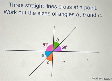 Solved Three Straight Lines Cross At A Point Work Out The Sizes Of Angles A B And C Not