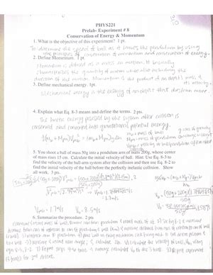 Projectile Motion Pre Lab Phys 221 Studocu