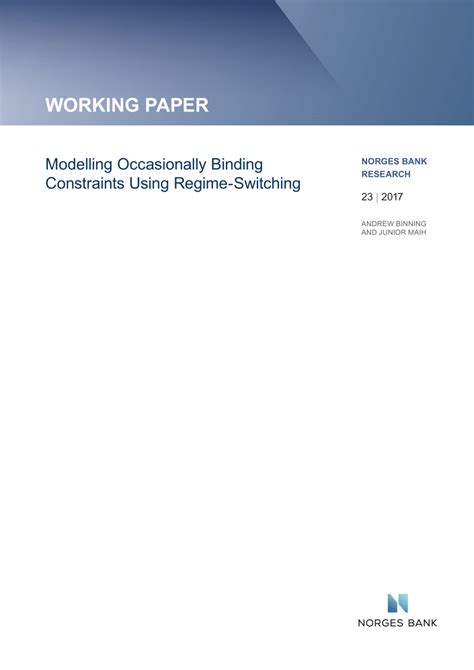 Pdf Modelling Occasionally Binding Constraints Using Regime Switching