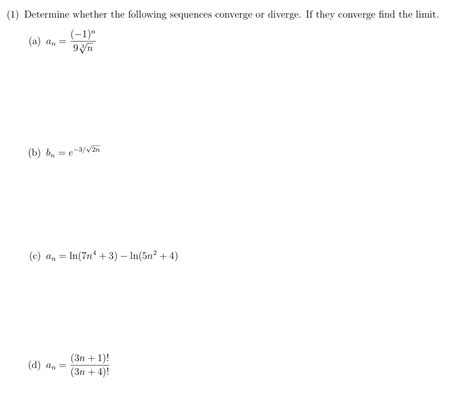 solved 1 ﻿determine whether the following sequences