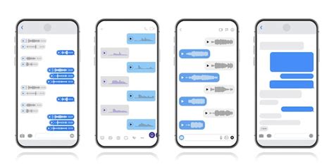 소셜 미디어 디자인 개념 회전 목마 스타일의 메신저 채팅 화면이 있는 스마트 폰 Sms 템플릿 거품 작성 대화 현대 벡터 그림 플랫 스타일 프리미엄 벡터