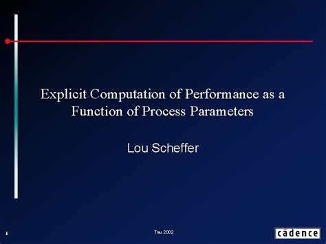 Explicit Computation Of Performance As A Function Of
