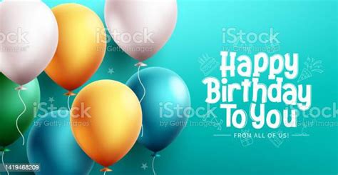 생일 축하 벡터 배경 디자인 비행 풍선 요소가있는 생일 인사말 텍스트 생일에 대한 스톡 벡터 아트 및 기타 이미지 생일 3차원 형태 기념일 Istock