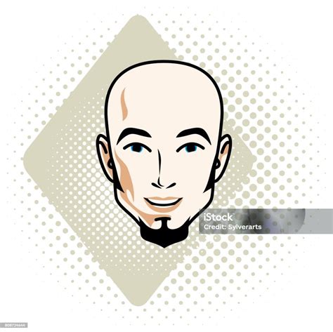 수염 긍정적인 얼굴 기능 클립 아트와 잘생긴 대머리 남성 얼굴의 벡터 그림 남자에 대한 스톡 벡터 아트 및 기타 이미지 남자 완전히 대머리 턱수염 Istock
