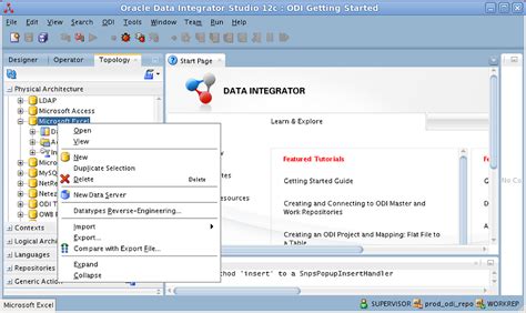 Using The Oracle Data Integrator Odi 12 2 1 With Microsoft Excel Data Via The Openlink Jdbc