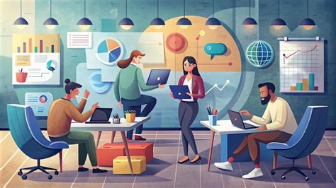 Team Collaborates On Data Analysis In Modern Office Setting Premium Ai Generated Image