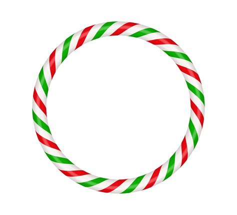 Christmas Candy Cane Circle Frame With Red And Green Striped Xmas Border With Striped Candy