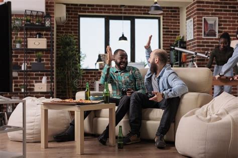 Multiethnic Team Of People Doing Highfive Gesture After Winning Video