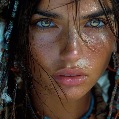 A Woman With Blue Eyes And A Blue Eyes Premium Ai Generated Image