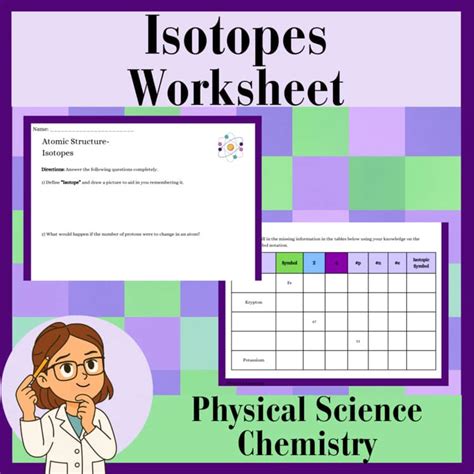 Physical Sciencechemistry Isotopes Worksheet Isotopic Symbol Notation