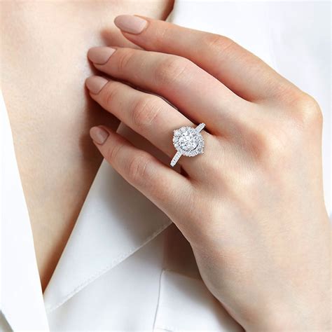 2 Ctw Halo Bridal Ring In 14k White Gold Diamondtrov